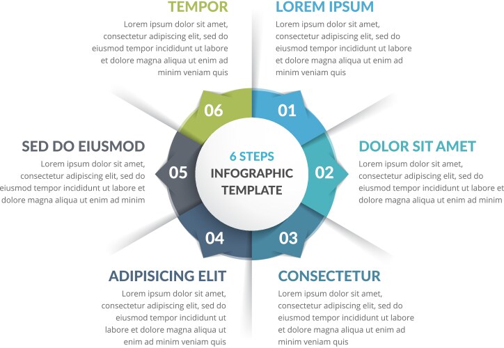 Circle infographics - six elements Royalty Free Vector Image