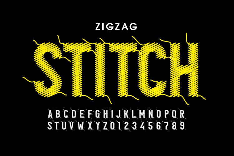 Stitch style font stitched alphabet letters Vector Image