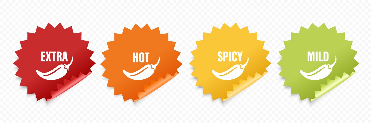 Realistic round stickers with spicy chili Vector Image