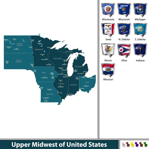 United states regions and divisions Royalty Free Vector