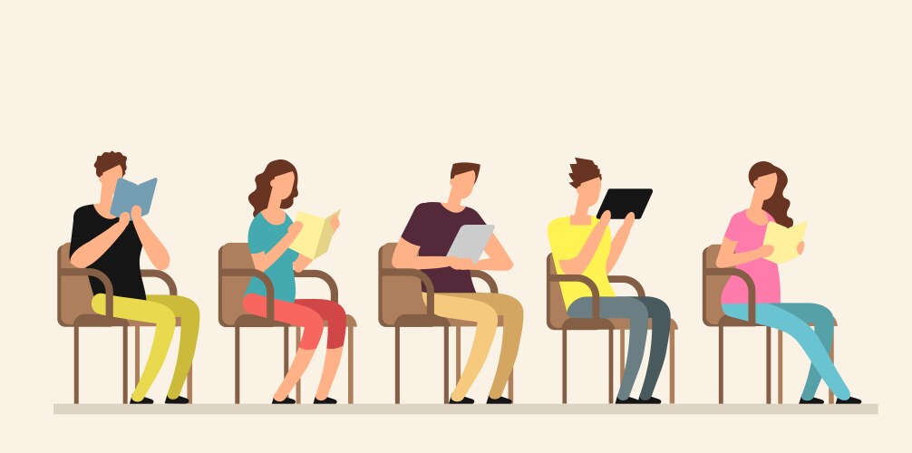 Group happy university students with study Vector Image