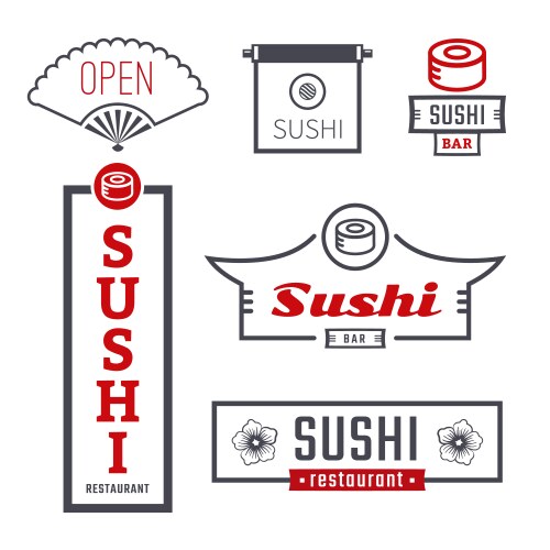 Asian sushi bar japanese seafood rolls menu Vector Image