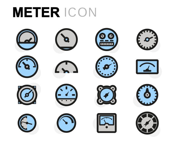 Black meter icons set Royalty Free Vector Image
