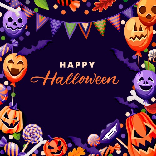 Halloween banner with vintage scroll and ghosts Vector Image