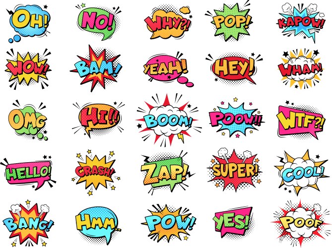 Exclamation texting comic signs on speech bubbles Vector Image