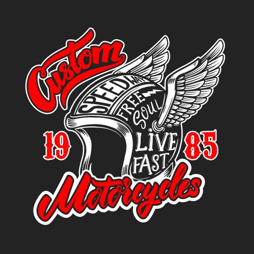 Custom motorcycles poster template with winged Vector Image