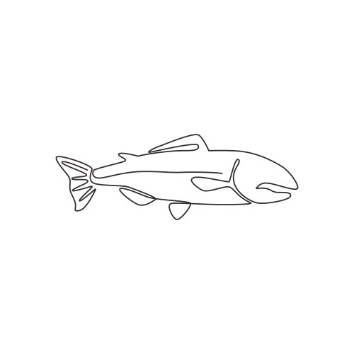 Salmon fish in continuous line art drawing style Vector Image