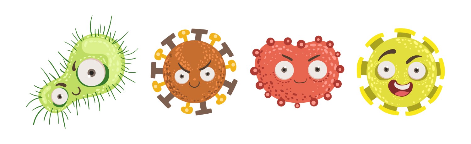Bacteria and microbe cute germs with faces Vector Image