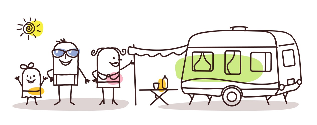 Cartoon of a boy in the caravan ready Royalty Free Vector