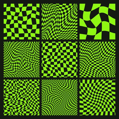 Trendy checkered pattern black and green tiled Vector Image