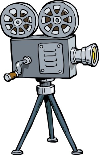 Groovy film projector character in retro cartoon Vector Image