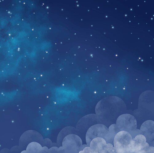 Star on night sky with cloud hand drawing Vector Image
