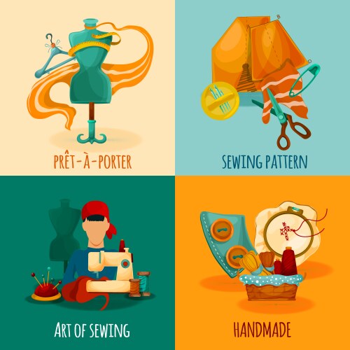 Sewing emblems set Royalty Free Vector Image - VectorStock