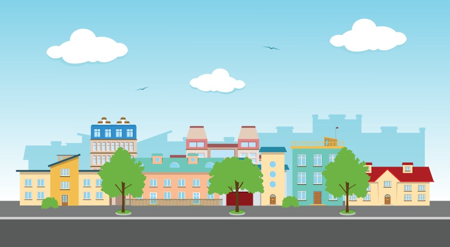 Low poly 2d city scenes Royalty Free Vector Image