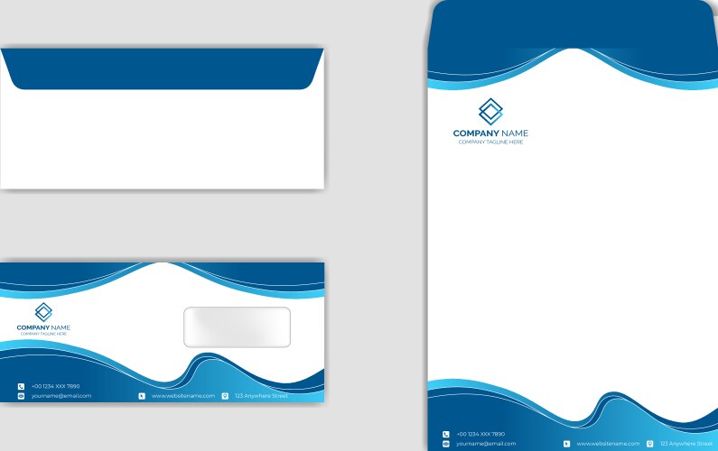 Corporate envelope design template set Royalty Free Vector