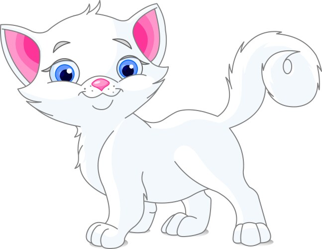 Very cute white cat Royalty Free Vector Image - VectorStock