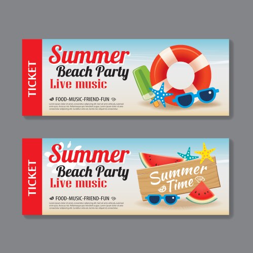 Summer beach party invitation ticket template Vector Image