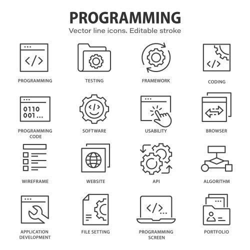 Software development icons Royalty Free Vector Image