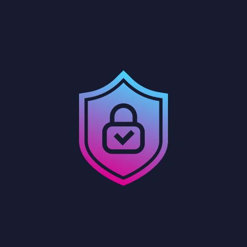 Cyber security logo with shield Royalty Free Vector Image