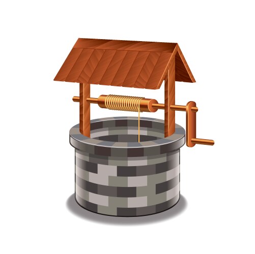 Stone and wood water well Royalty Free Vector Image
