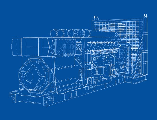Mobile power generator blueprints Royalty Free Vector Image