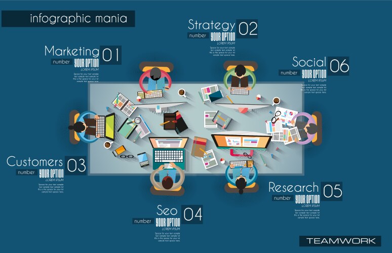 Ideal workspace for teamwork infographic Vector Image