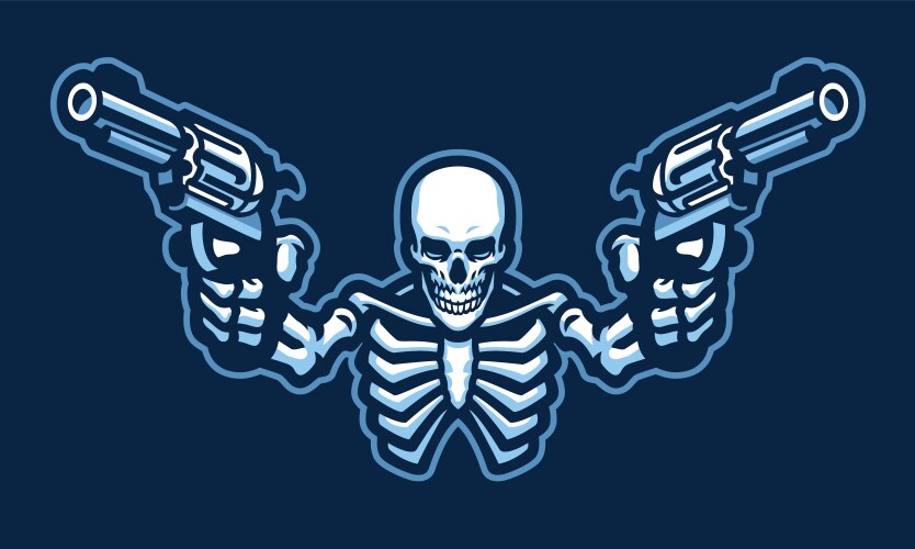 Skull soldier shooting the assault rifle Vector Image
