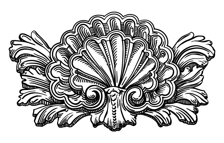 Oyster shell ink sketch Royalty Free Vector Image