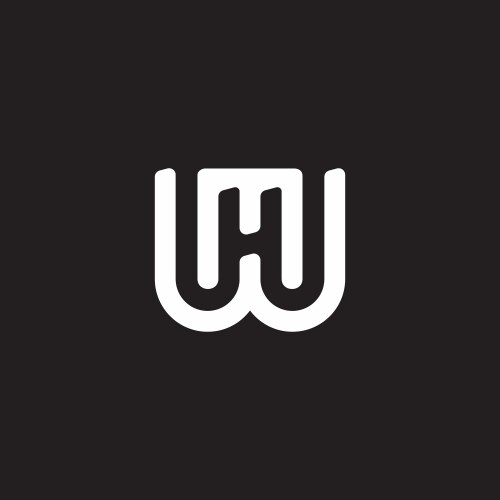 Letter hw square negative space logo Royalty Free Vector