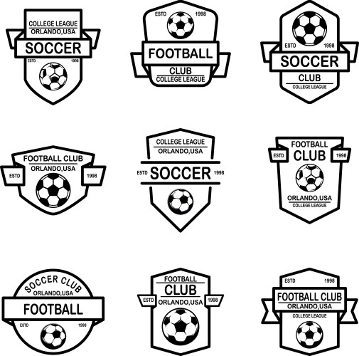 Soccer football emblems design element for logo Vector Image