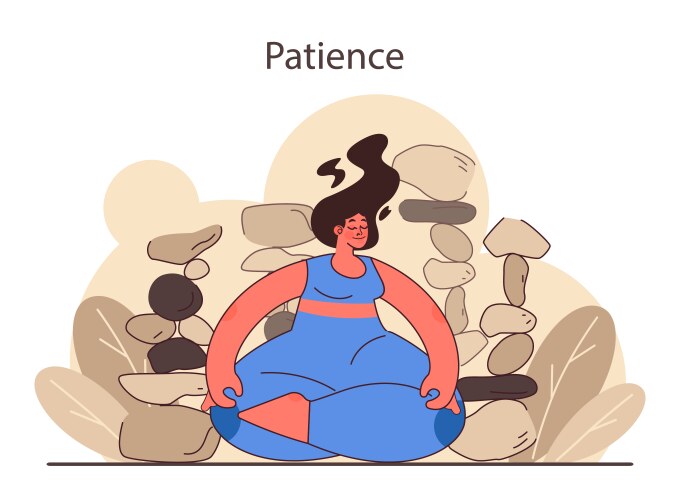 Patience calm person meditating and finding Vector Image