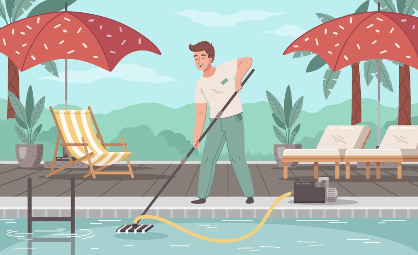 Outdoor swimming pool cartoon background Vector Image