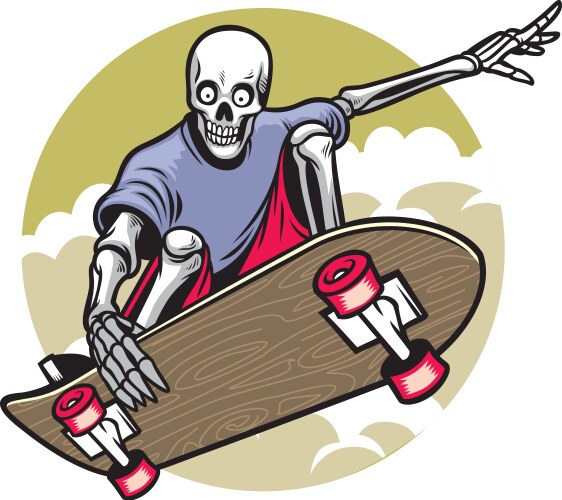 Skeleton playing skateboard Royalty Free Vector Image