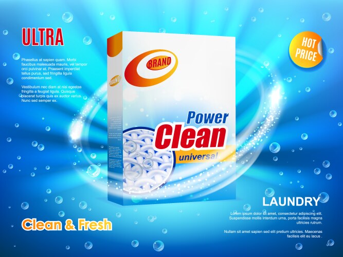 Laundry detergent ad poster stain remover package Vector Image