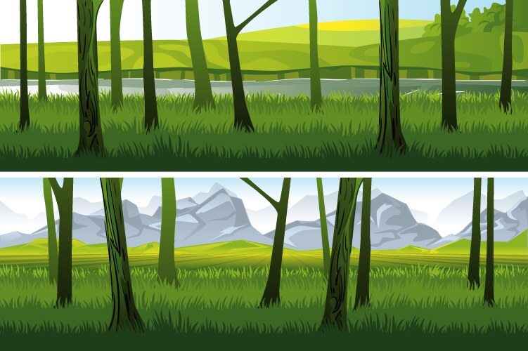 Cartoon of background forest bright Royalty Free Vector