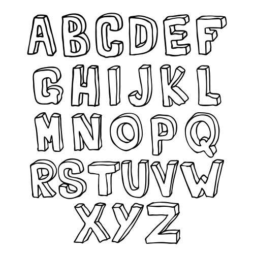 Black and white alphabet hand drawn outline abc Vector Image
