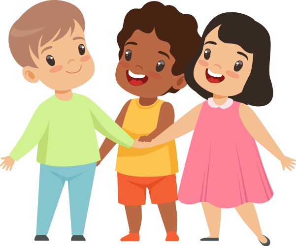 Group of children putting hands together Vector Image