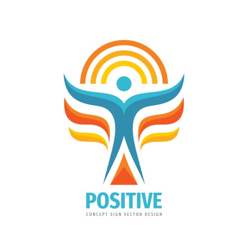 Positive logo template human character Royalty Free Vector