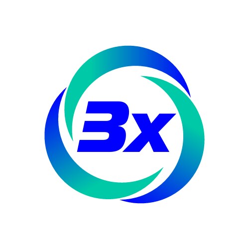 Triple action 3x icon logo badge Royalty Free Vector Image