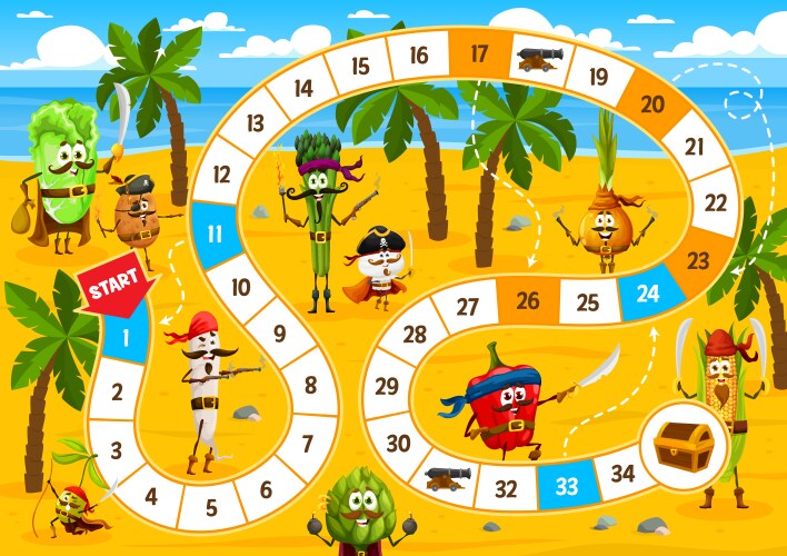 Kids board step game cartoon fast food on yoga Vector Image