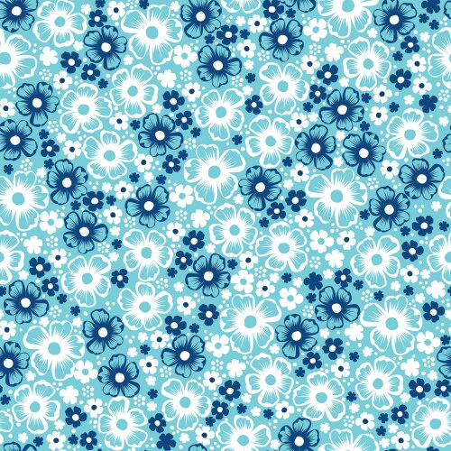Cute blue flowers seamless pattern Royalty Free Vector Image