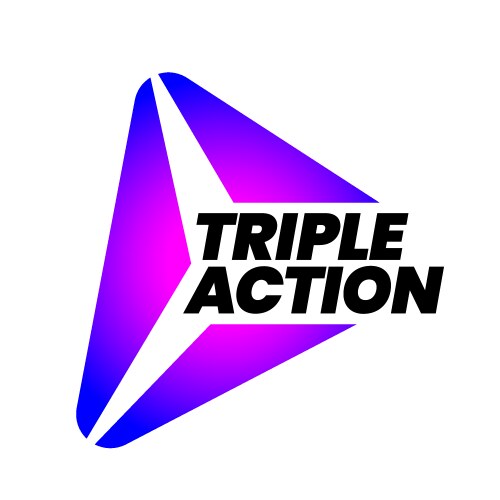 Triple action 3x icon logo badge Royalty Free Vector Image