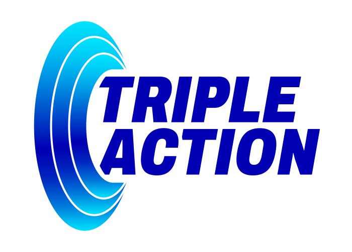 Triple action 3x icon logo badge Royalty Free Vector Image