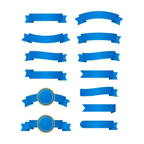 Set blue ribbons isolated on white background Vector Image