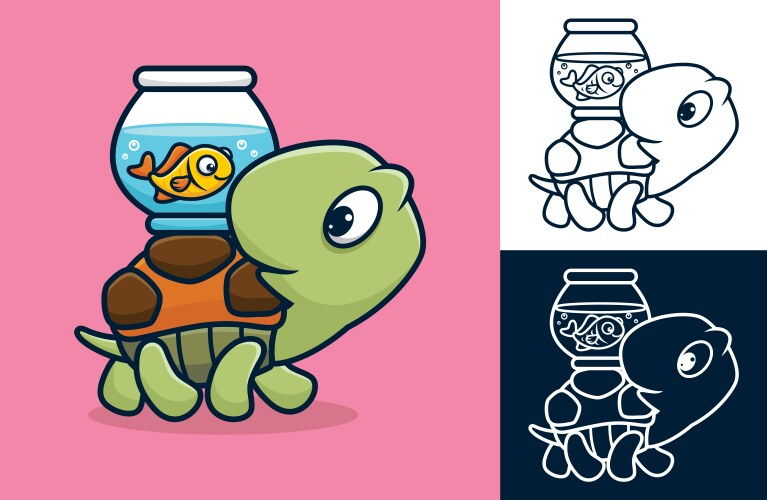 Turtle with globe cartoon Royalty Free Vector Image