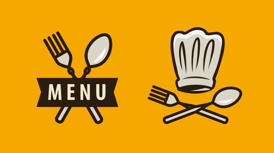 Restaurant logo or label emblems for menu design Vector Image