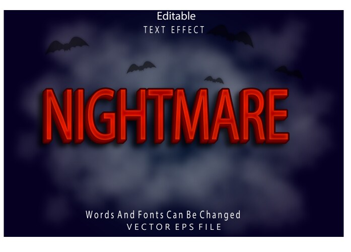 Horror movie editable text effect emboss cartoon Vector Image