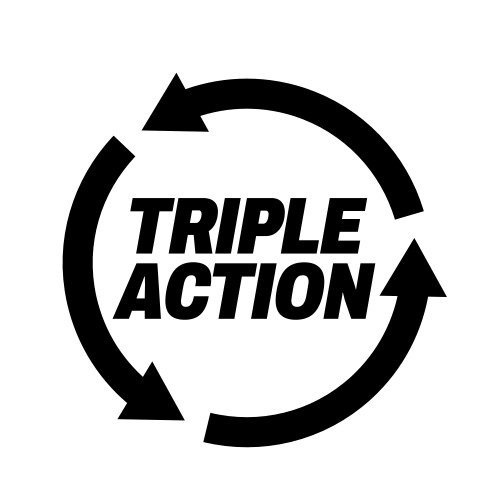 Triple action 3x icon logo badge Royalty Free Vector Image
