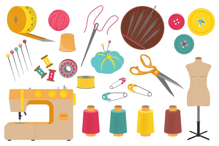 Sewing supplies set Royalty Free Vector Image - VectorStock