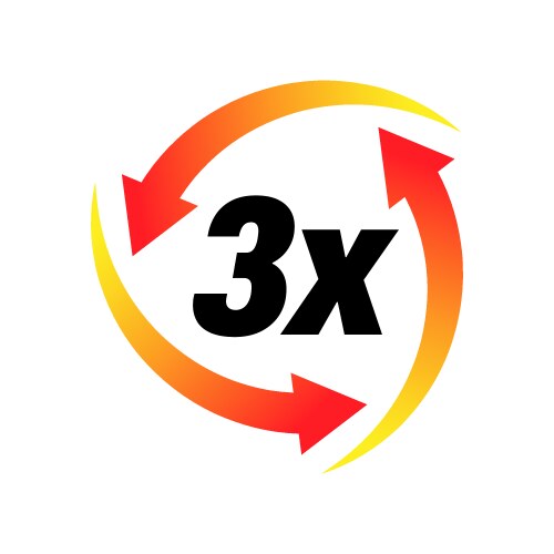 Triple action 3x icon logo badge Royalty Free Vector Image